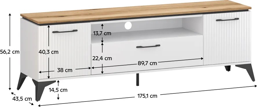 Kondela TV stolek, bílá/dub evoke, VELIS 2D1S/170