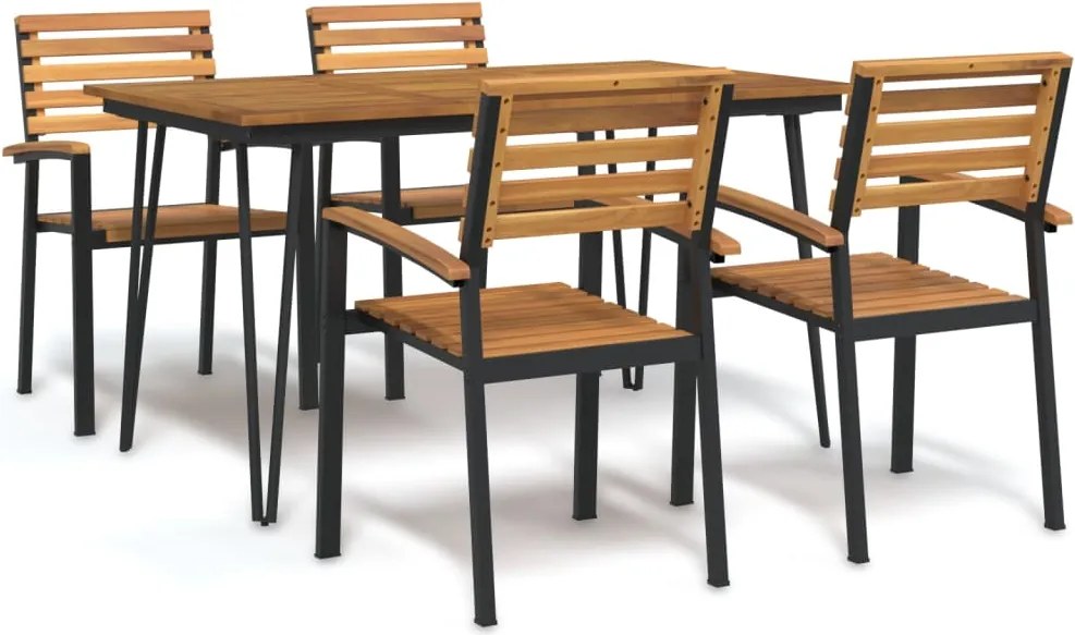 5dílný zahradní jídelní set masivní akáciové dřevo a kov 3155414