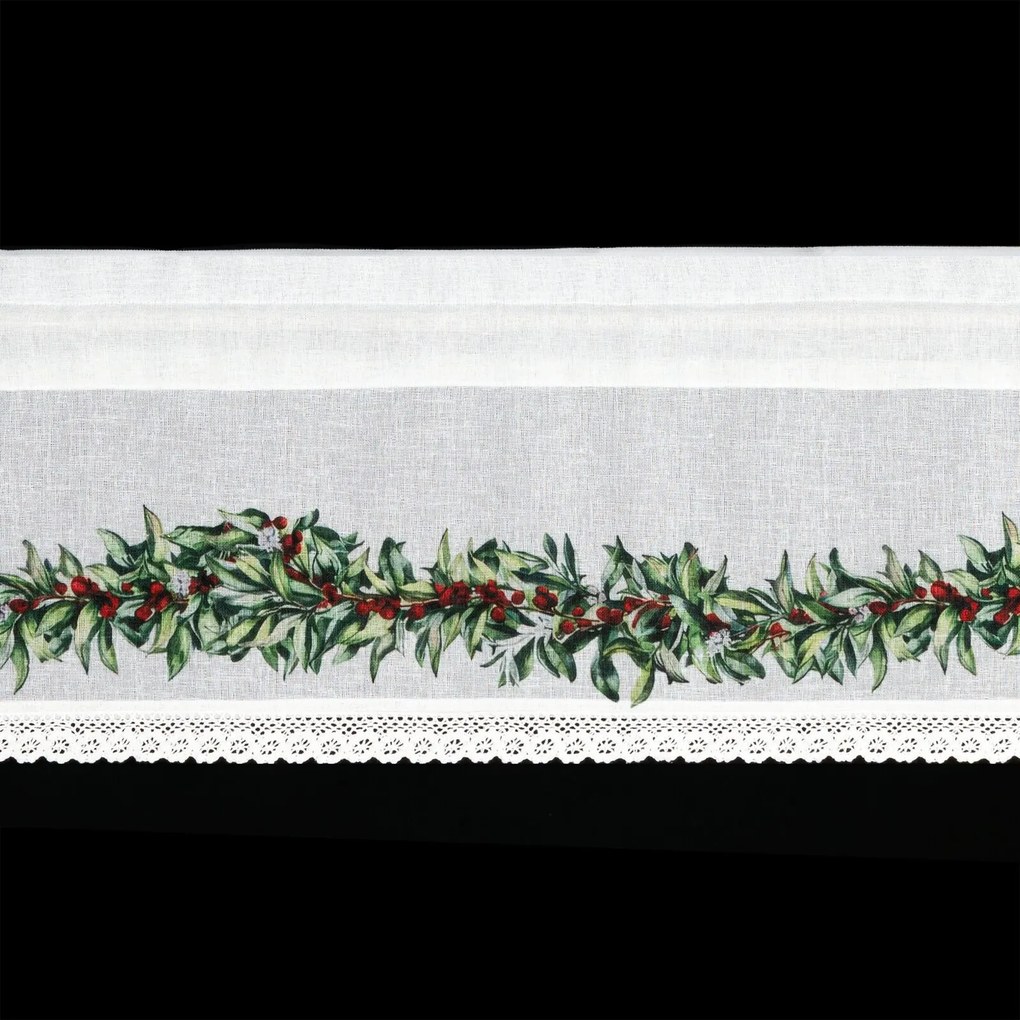 KRÁTKÁ VÁNOČNÍ ZÁCLONA NA PÁSCE XMAS8 150X30 CM VZOROVANÁ