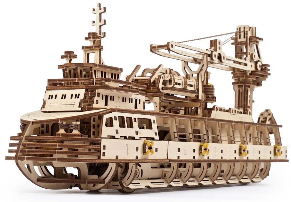 Ugears 3D dřevěné mechanické puzzle Výzkumná loď