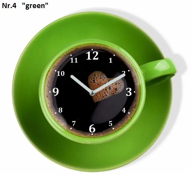 Designové nástěnné hodiny ve tvaru šálku kávy Červená