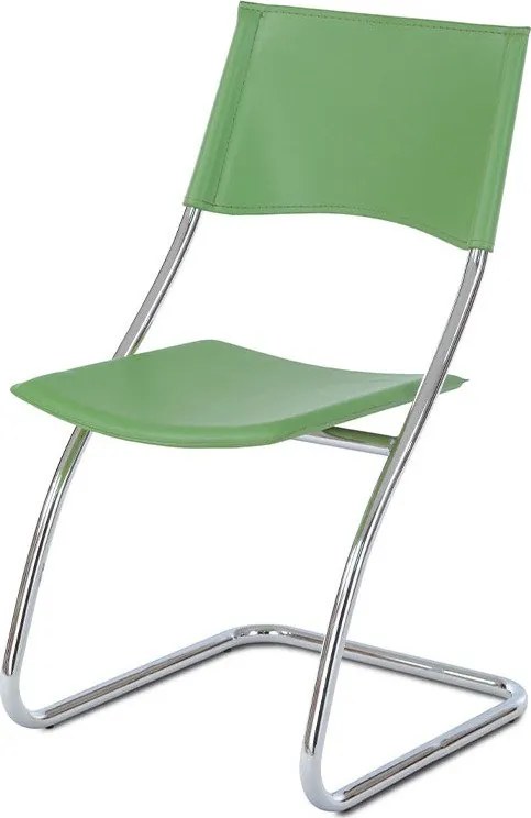 Autronic Židle chrom / zelená koženka B161 GRN