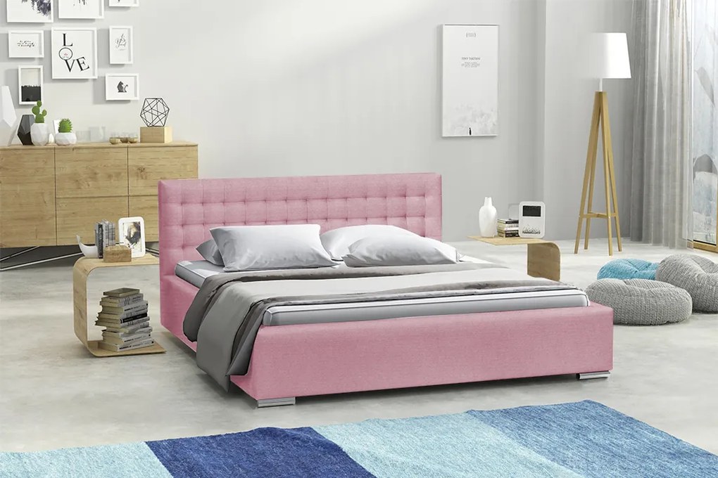 Eka Čalouněná postel SWIFT 120x200 cm Barva látky Trinity: (2310) Růžová, Úložný prostor: S kovovým rámem úložného prostoru
