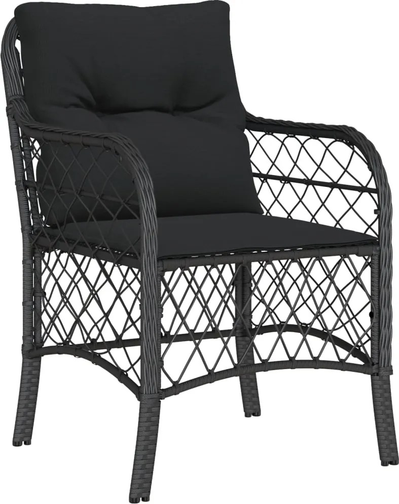 3dílný bistro set s poduškami černý polyratan 3212096
