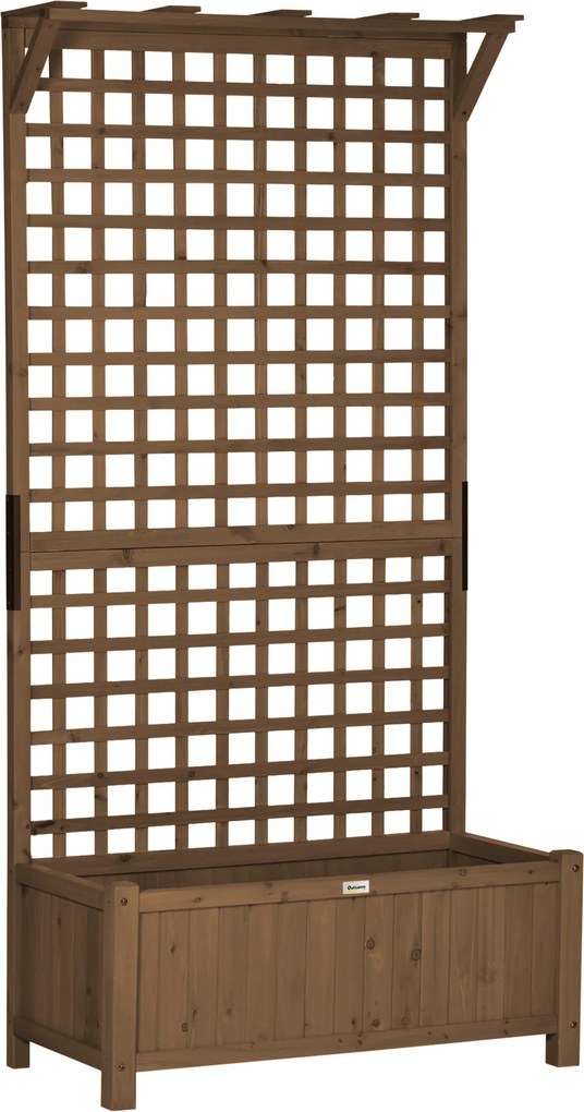 Outsunny vyvýšený záhonový květináč s mříží, mřížový květináč dřevo, zahradní mříž 90 x 45 x 183cm pro zahradu balkon terasa, květináč pro popínavé r…