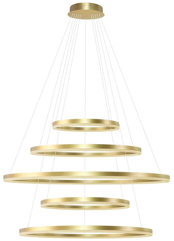 Moderní lustr Halo Pendant 150+120+100+80+60 Cct zlatá s dálkovým ovládáním
