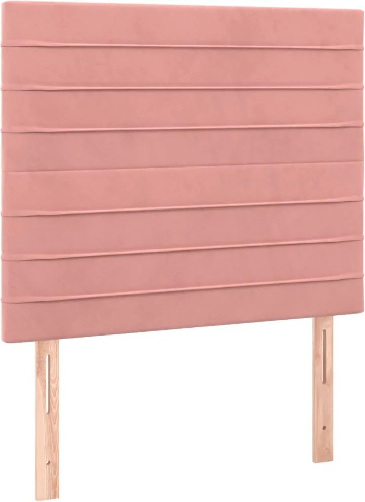 Box spring postel s matrací a LED růžová 90x200 cm samet 3136166