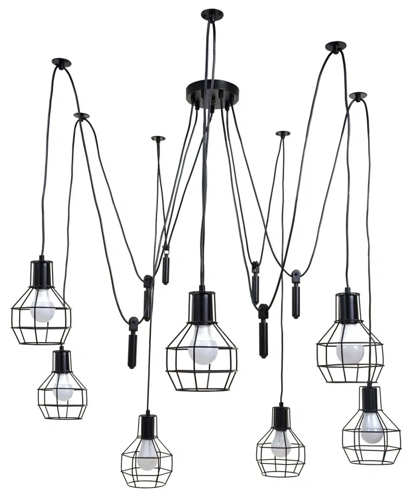 Závěsné svítidlo H85 industrial, klec 7 74196 - kov - Černá