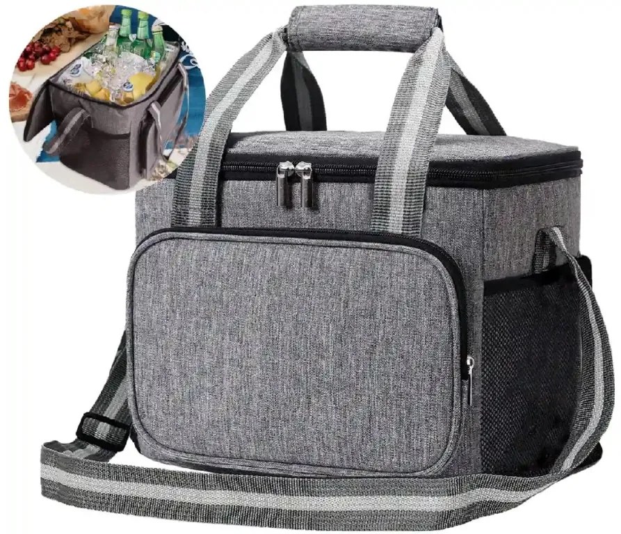 Camerazar Termoobal na jídlo LUNCH BOX, nepromokavá tkanina Oxford + EVA, 23 x 32 x 19 cm, černý