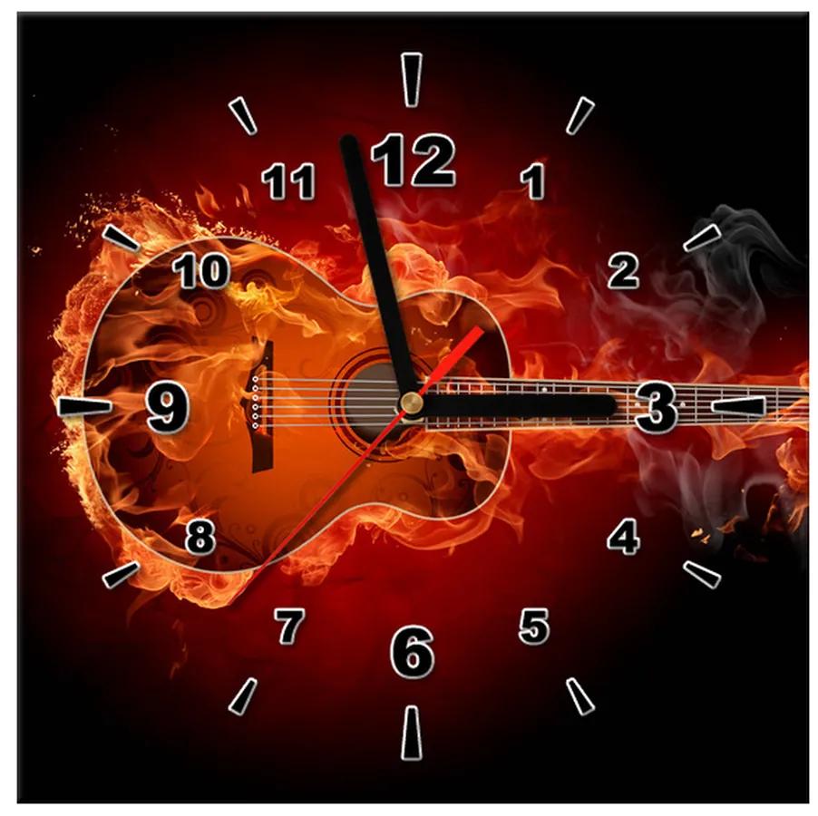Gario Obraz s hodinami Hořící kytara Rozměry: 30 x 30 cm