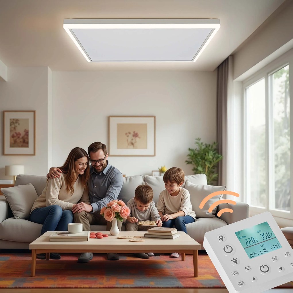 Infračervený topný panel Wiltec – 370 W, 65,5 × 63 × 3,5 cm (65460)