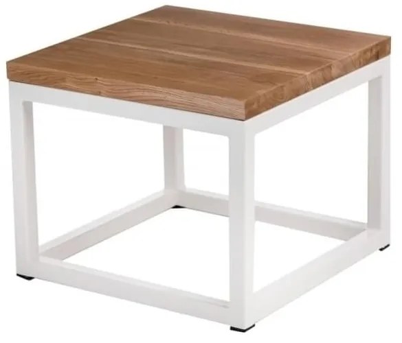 Konferenční stolek Crate 100x100, 30 mm, bílý kov/dub