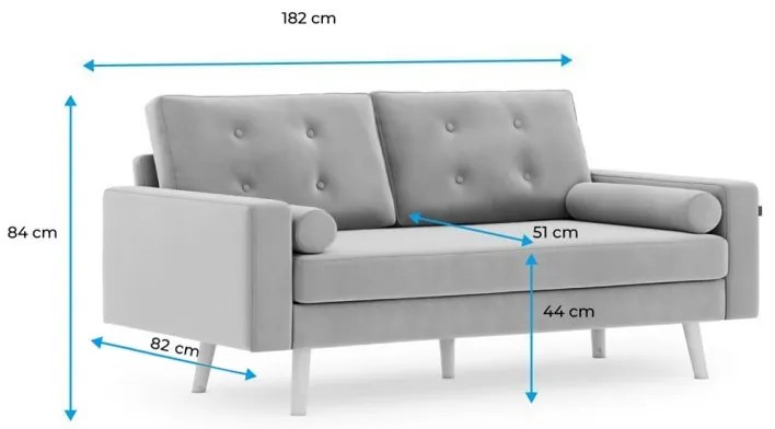 Světle šedá 3místná pohovka MANDI