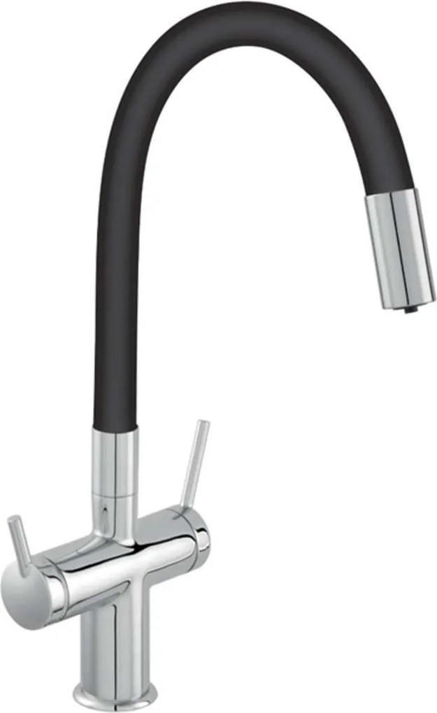 Novaservis Ferro Filtrata - Dřezová baterie s filtrační funkcí a flexibilním ramenem, černá/chrom BFT41B