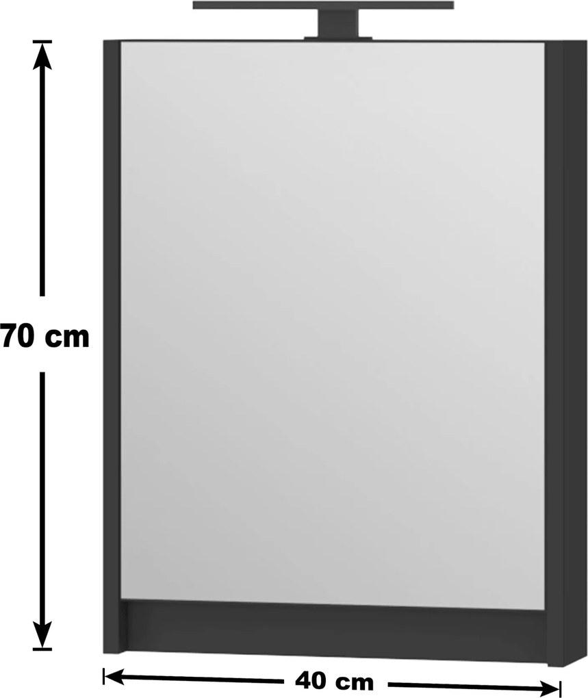 Koupelnová skříňka 40 se zrcadlem a Led polomatnou černou barvou Omeble