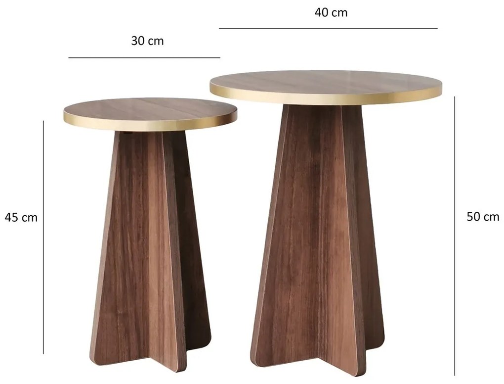 Sada konferenčních stolků Abrina 40 cm vzor ořech