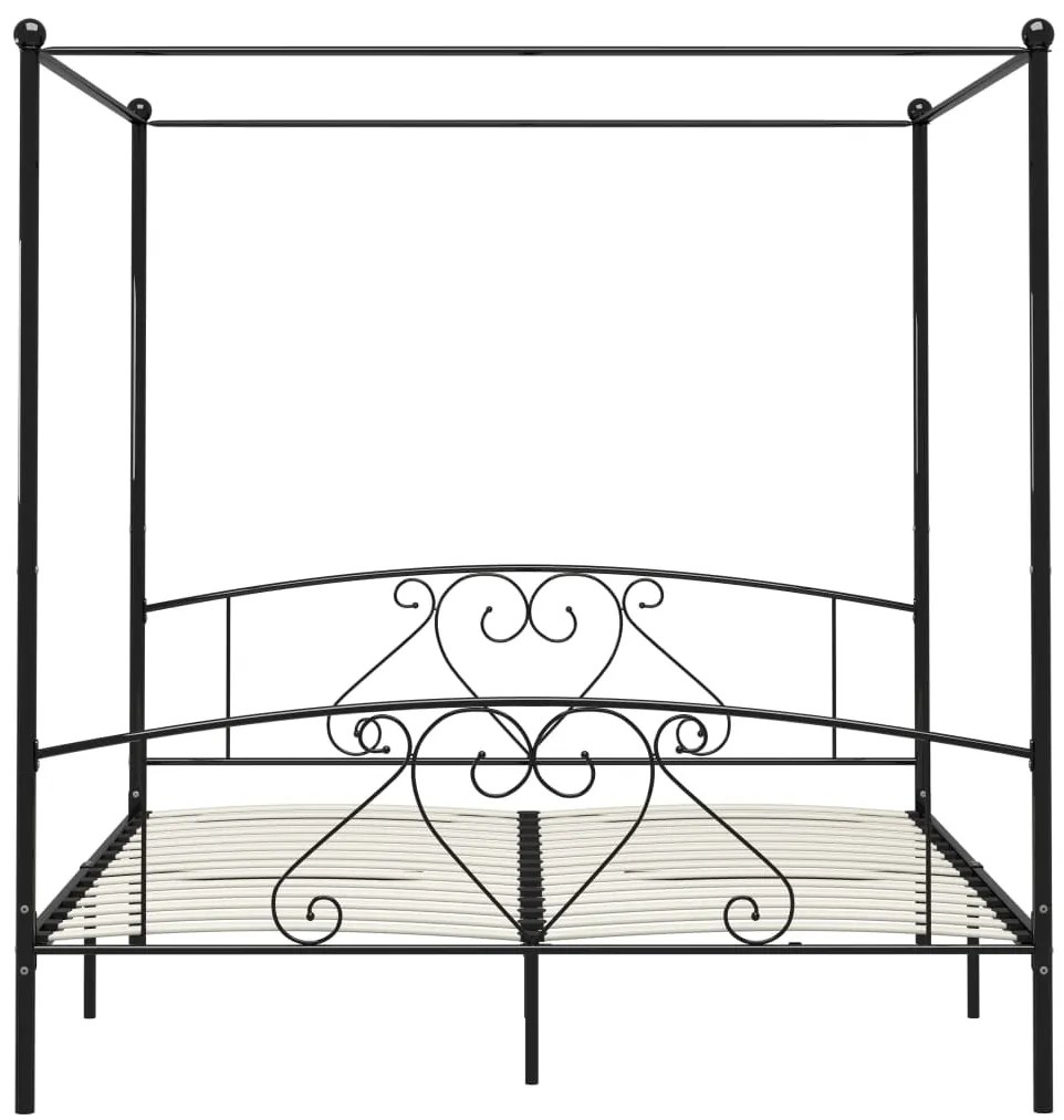 vidaXL Marketos Rám postele s nebesy černý kovový 200 x 200 cm