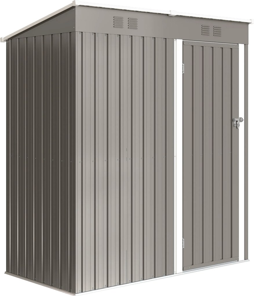 Outsunny Kovový domek na nářadí 1,37 m², uzamykatelný kůlna na nářadí s ventilací Sedlová střecha Rukavice, 163 x 90 x 179 cm