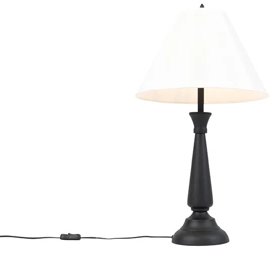 Klasická stolní lampa černá se smetanovým odstínem - Taula