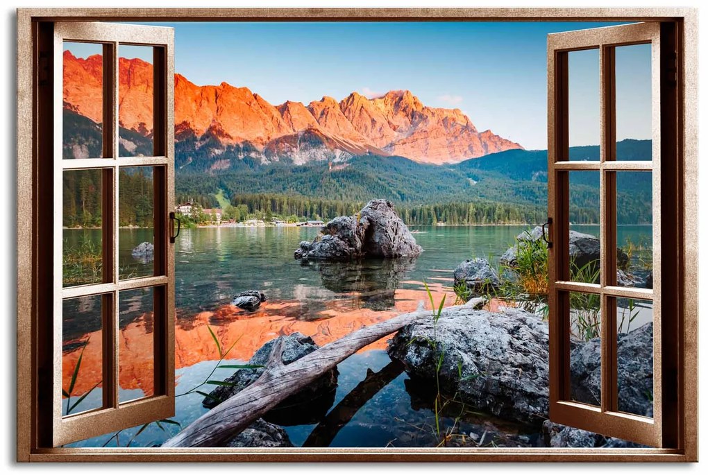 3D obraz okno na Eibsee Velikost (šířka x výška): 120x80 cm