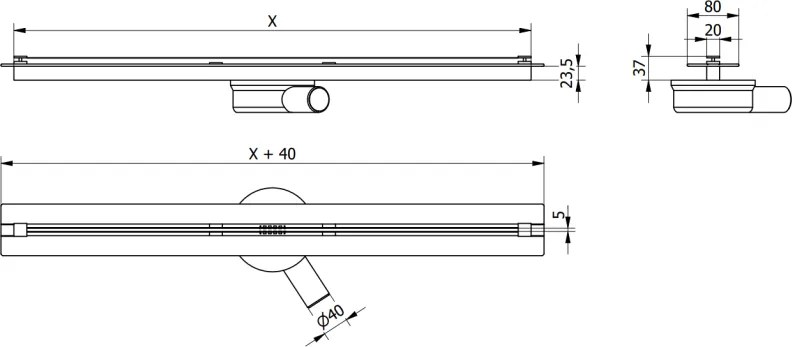 Mexen Flat Super Slim, super tenký odtokový žlab s 360° rotačním sifonem 150 cm, nerez, 1051150