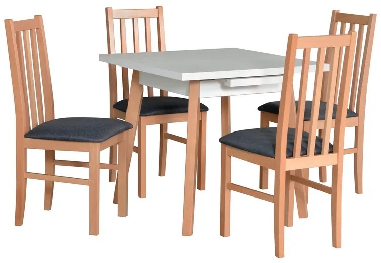 Jídelní stůl OSLO 1 L deska stolu bílá, podstava stolu bílá, nohy stolu bílá