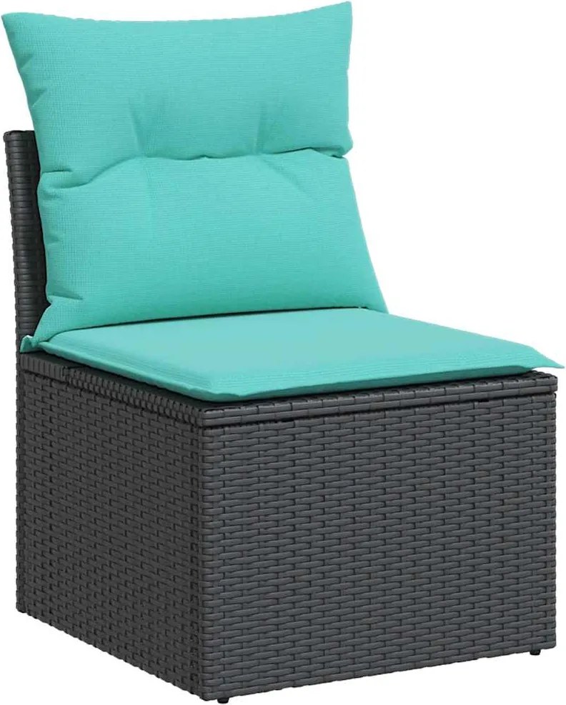 14dílná zahradní sedací souprava s polštáři černá polyratan 3224839