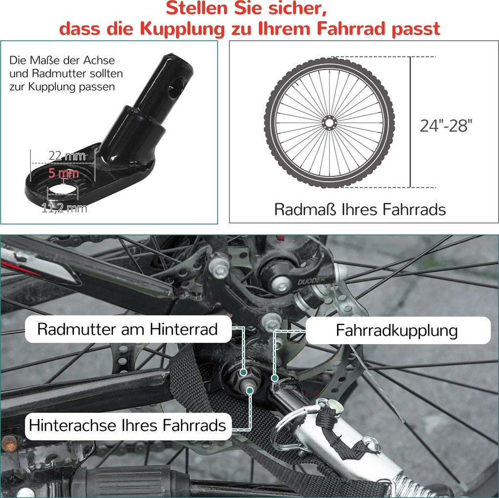 Dětský přívěs na kolo HOMCOM 2 v 1 s odpružením, síťovanými dvířky, předním kolem otočným o 360° a brzdou, červeno-černý, 142x75x101cm