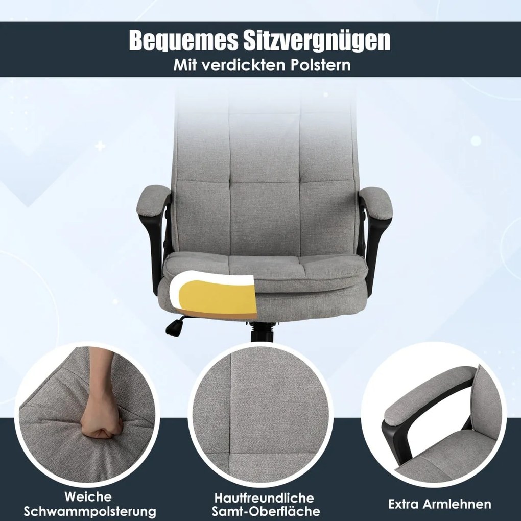 Costway Ergonomická kancelářská židle s područkami a kolečky Výškově