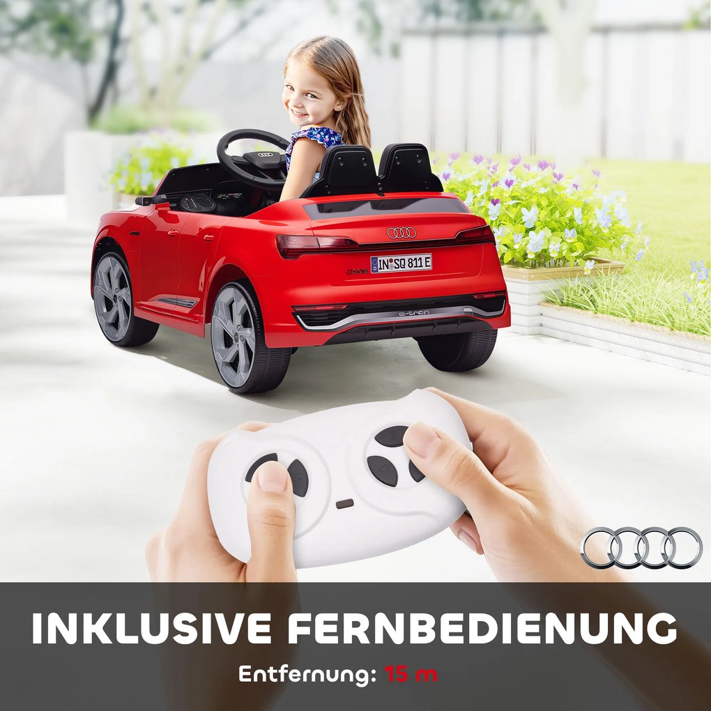 AIYAPLAY Elektrické auto pro děti od 3 let Audi Q8 etron Sportback 12V s baterií a dálkovým ovládáním, jarní odpružení, světla, klakson a hudba červe…