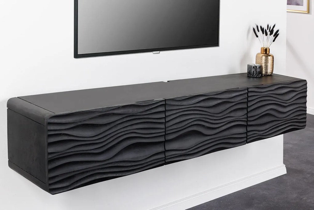 Invicta Dřevěný TV stolek WAVE 160 cm černý 43477