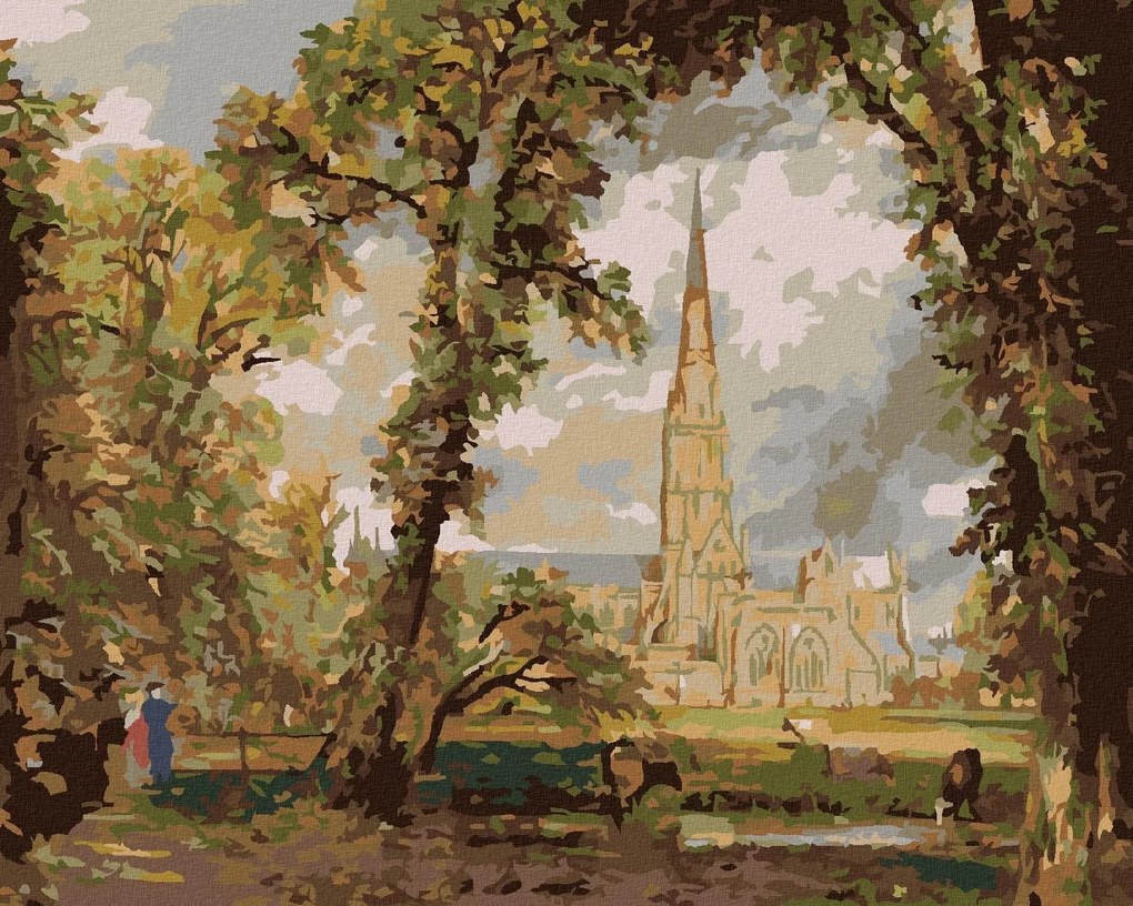 zuty zuty - malování podle čísel - pohled na katedrálu v salisbury (john constable), 80x100 cm, plátno