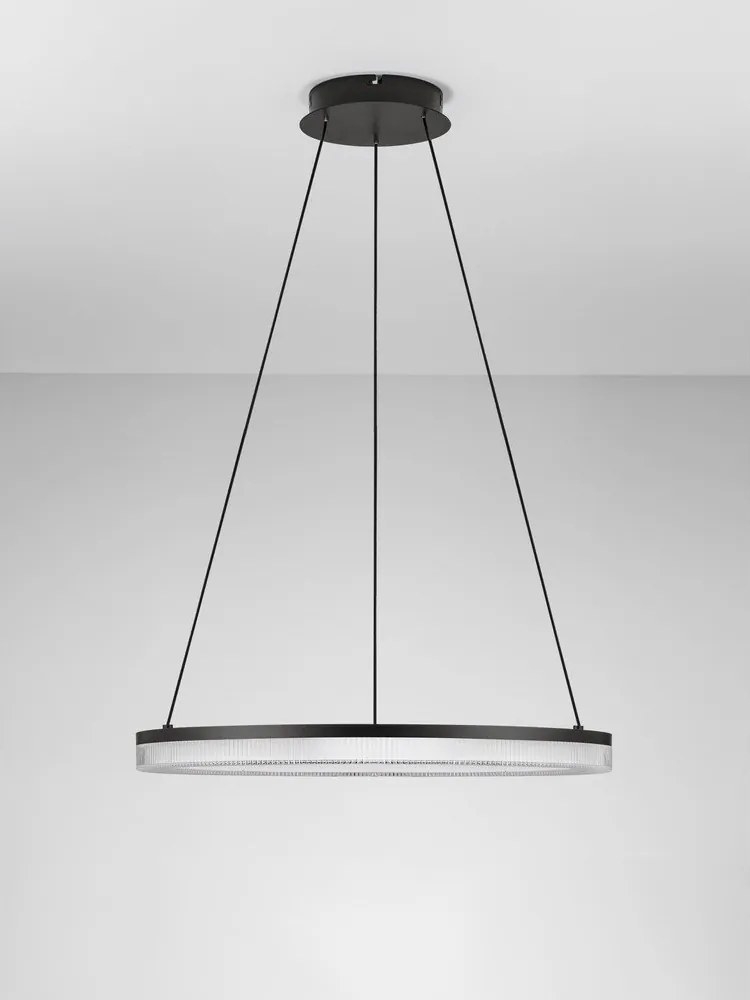 Matně černé hliníkové LED stmívatelné závěsné svítidlo se stínidlem z akrylového skla ø 60 cm Lonela – Nova Luce