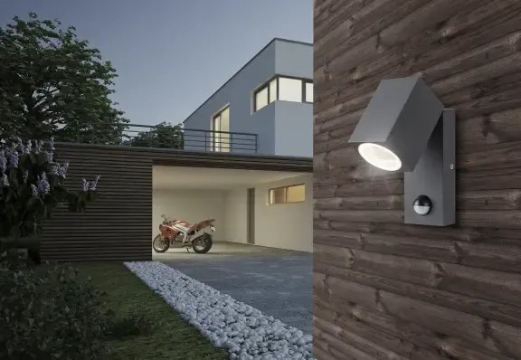 Venkovní nástěnné osvětlení Goran tmavě šedá se senzorem