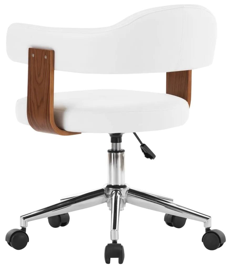 vidaXL Otočná jídelní židle bílá ohýbané dřevo a umělá kůže