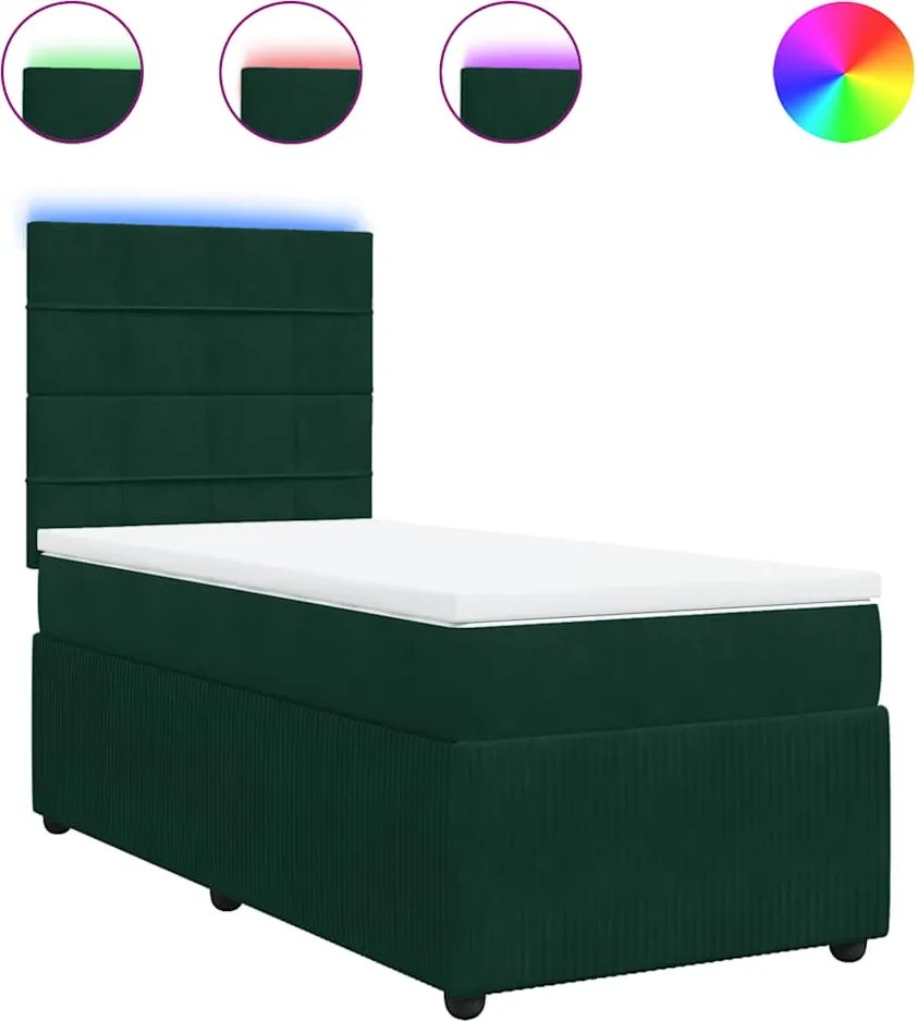 Box spring postel s matrací tmavě zelená 80 x 200 cm samet 3294493