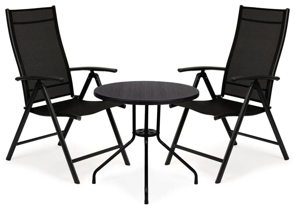 MODERNHOME Sada zahradního nábytku - stůl + 2 židle Anabela černá