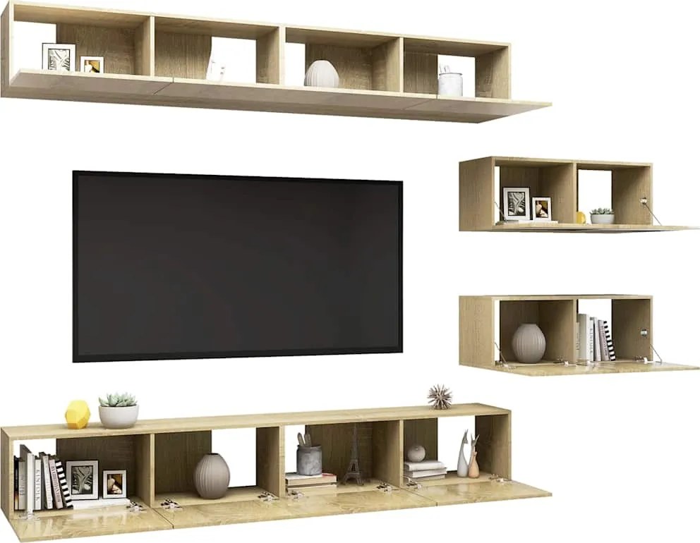 6dílný set TV skříněk dub sonoma kompozitní dřevo 3079043