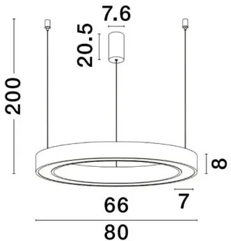 LED lustr Morbido 80 bílé s dálkovým ovládáním