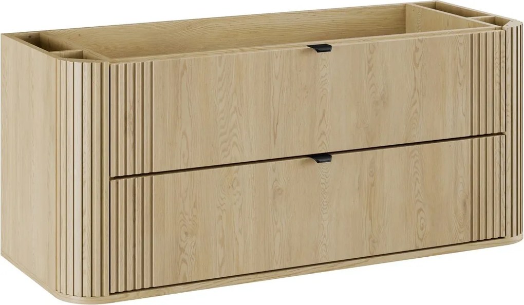 Koupelnová sestava Ovalia Pure se zápustným umyvadlem a skříňkami 120 cm dub cremona