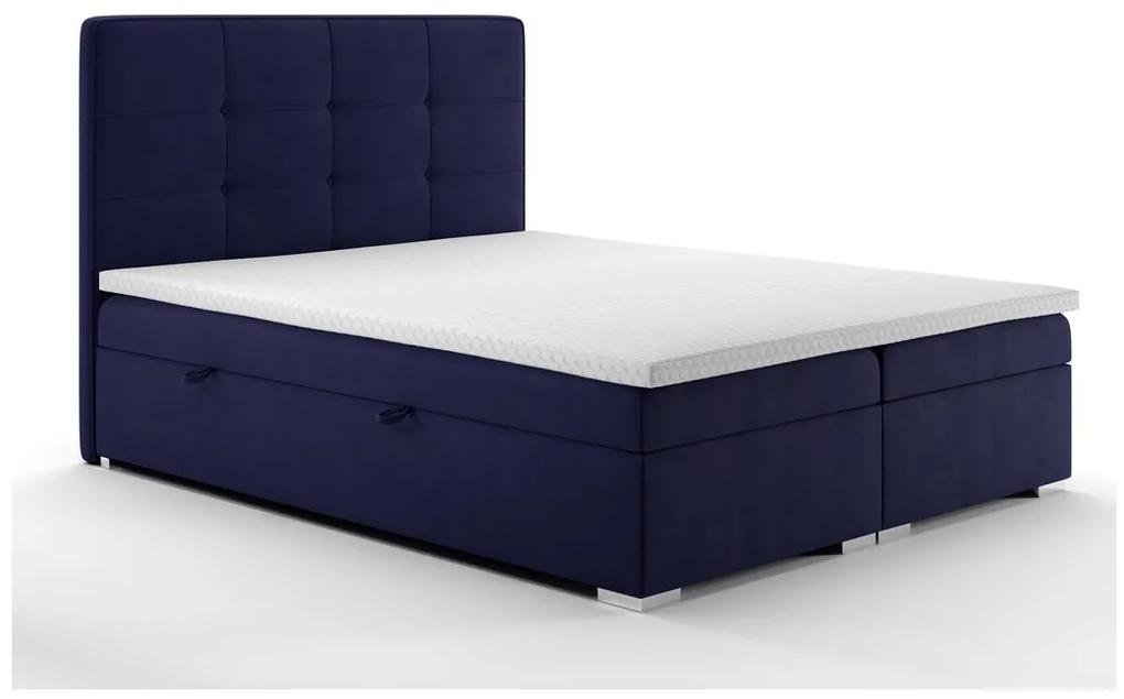 Kontinentální postel 160 cm Loty (tmavě modrá) (s úložným prostorem). 1020306
