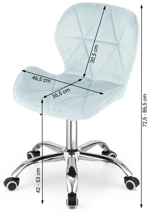 Set do pracovny ZARIMO stůl 80x40 cm bílý + křeslo AVOLA VELVET světle modré