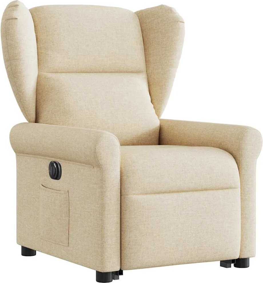 Elektrické zvedací polohovací křeslo krémové textil 3303402