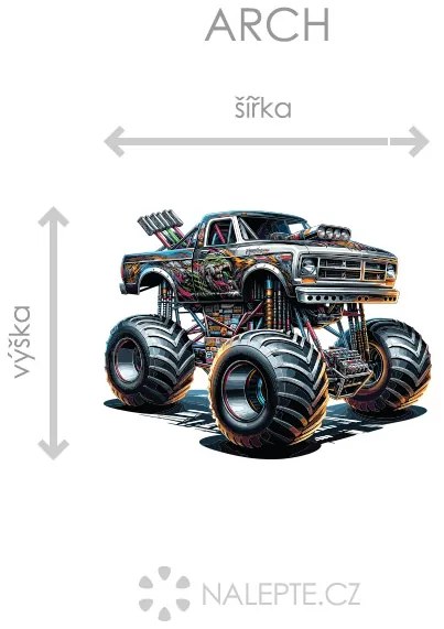 Monster truck 01 textilní přelepitelná samolepka na zeď arch 75 x 57 cm