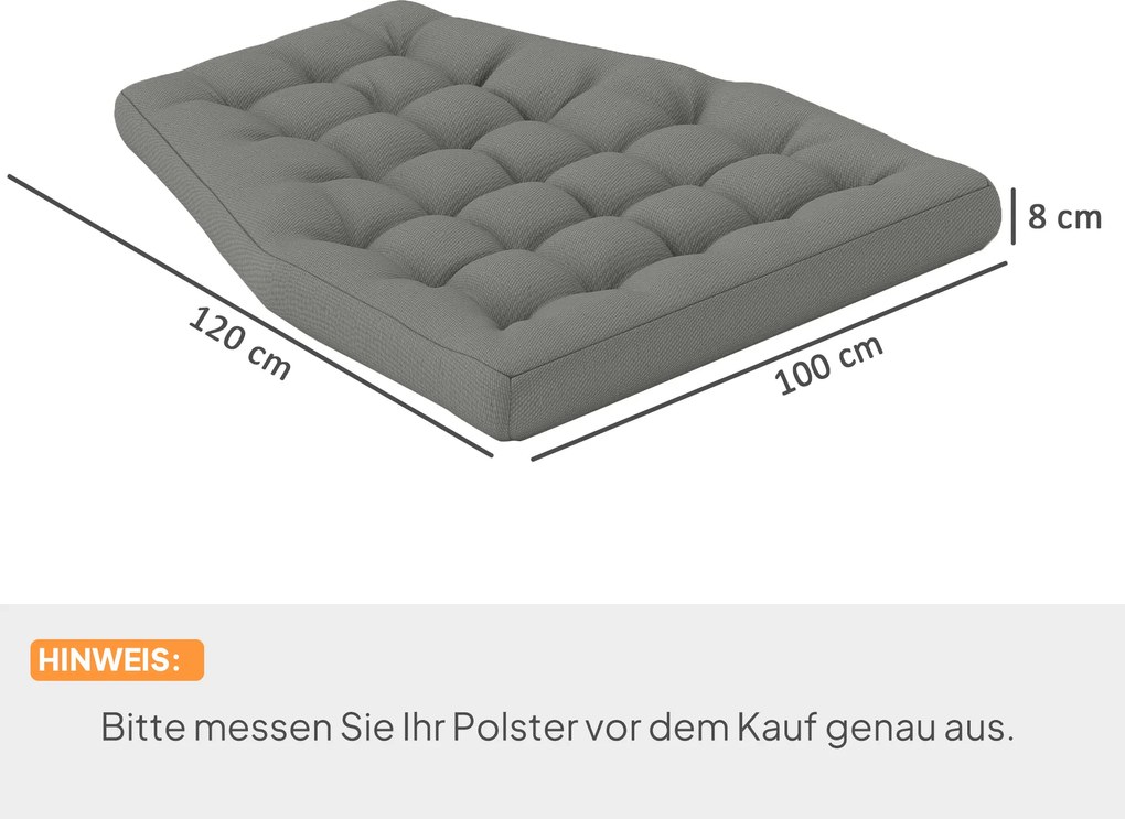 Outsunny sedací polštář, 120x100 cm polštář na křeslo s opěradlem, 8 cm silná podložka, vodoodpudivý sedací polštář pro houpací křesla a závěsné koše…