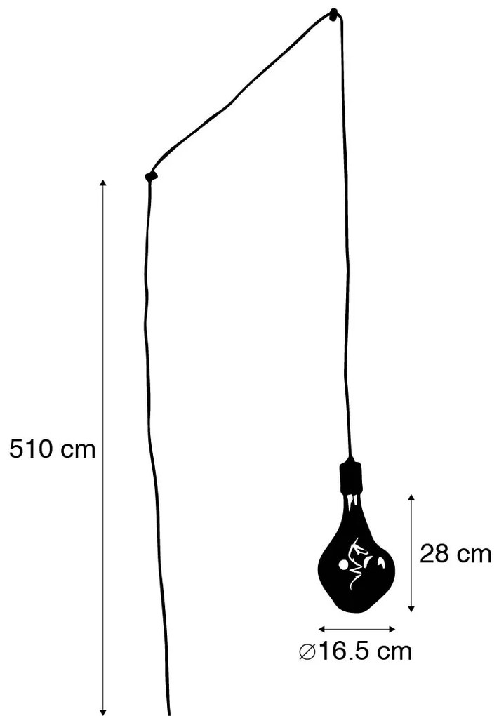 Moderní závěsné svítidlo zlaté s zástrčkou vč. stmívatelné LED žárovky - Cavalux