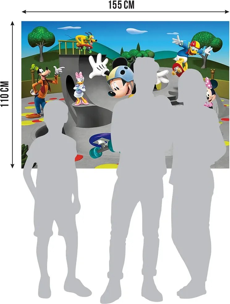 Dětská vliesová fototapeta na zed' Mickey Mouse na Skateboardu, Disney | 155 x 110 cm | DFTDNM 5229