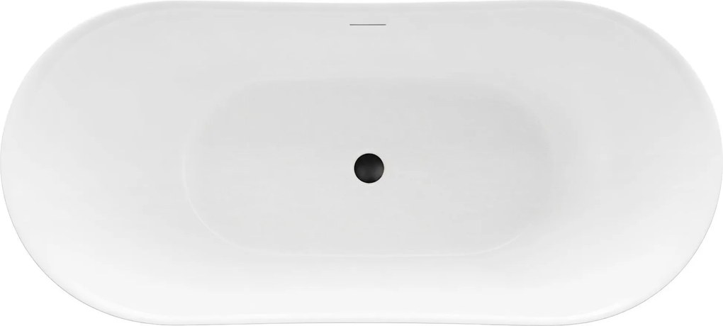 Rea FERRANO Slim, volně stojící vana 1800×800×745 mm, bílá, černá krytka odtoku, KPL-W6082