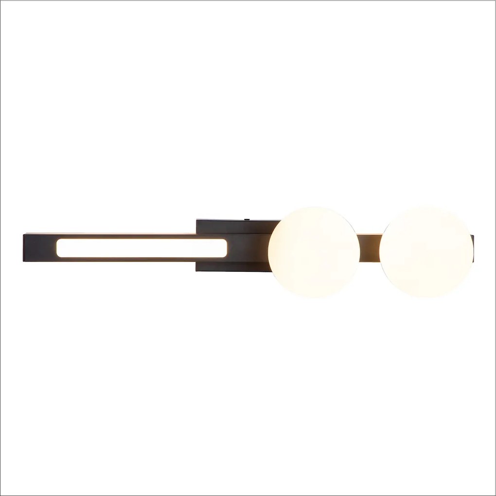 Nástěnné svítidlo Magnet2, 2x bílé skleněné stínítko + 1x LED 13W, b