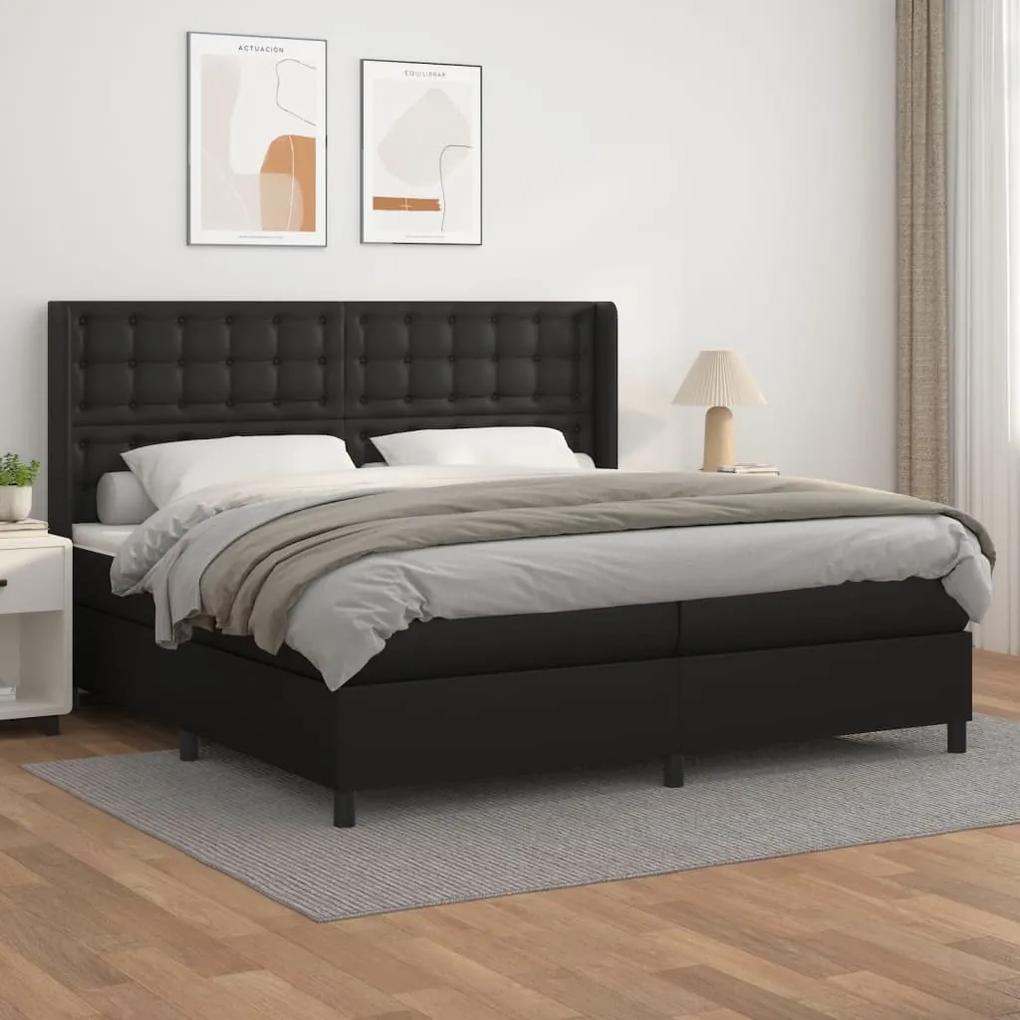 Box spring postel s matrací černá 200x200 cm umělá kůže,  3132519
